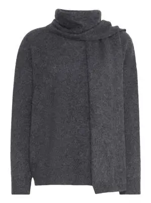 Max Mara Yak Yarn Sweater With Scarf Detail - Medium Grey
