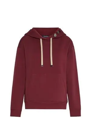 Max Mara Max Mara Jersey Hoodie With Embellished Neckline Bordeaux
