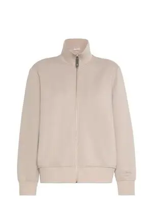 Max Mara Technical Cotton Jersey Zip-up Sweatshirt - Beige
