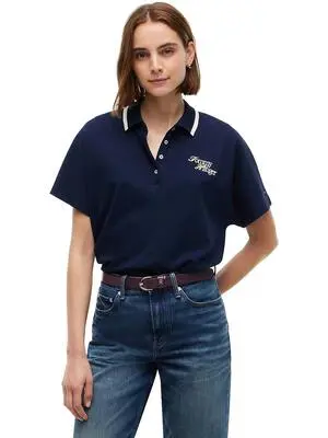 Tommy Hilfiger Relaxed Fit Embroidered Logo Polo - Dark Blue