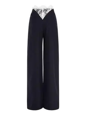 CONCEPTO Kelly Virgin Wool And Lace Straight Leg Trousers - Black