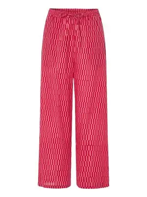 PAR Y ESCALA Matilda Printed Cotton Trousers - Red