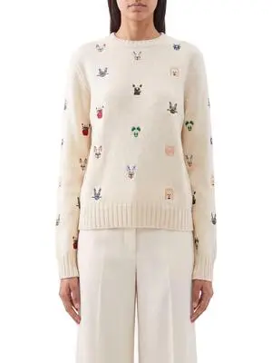 Loewe LOEWE Embroidered Wool Blend Sweater White
