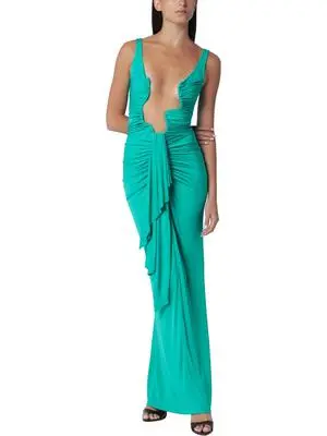 Christopher Esber Draped Viscose Maxi Dress - Green