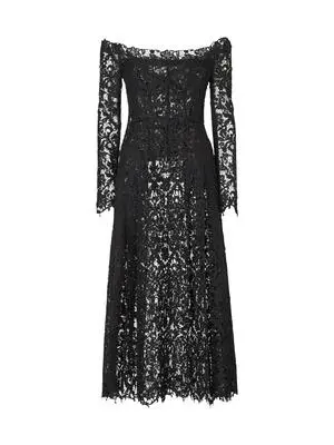 Fendi Macrame Lace Off-the-shoulder Dress - Black