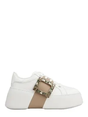 ROGER VIVIER Viv Skate Sneakers With Signature Buckle - White