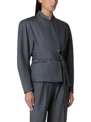 Andamane Belted Wool Blend Jacket - Gray