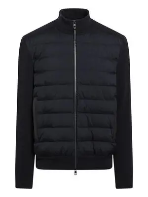 Moncler Padded Cardigan With Quilted Front - Blue