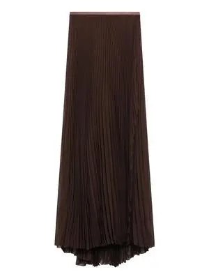 Valentino Garavani Valentino Garavani Pleated Silk Long Skirt Brown
