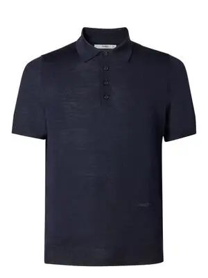 Fendi Navy Wool Polo Shirt - Blue