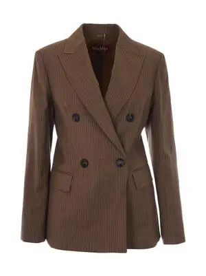 Max Mara Double-breasted Striped Blazer - Brown