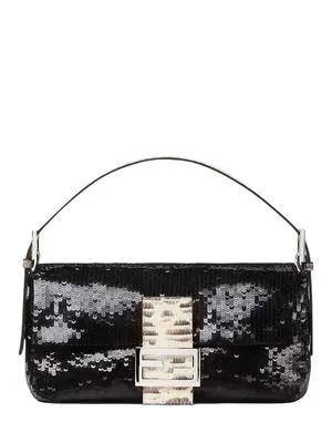 Fendi Baguette Ff Zucca Jacquard Fabric Bag - Black
