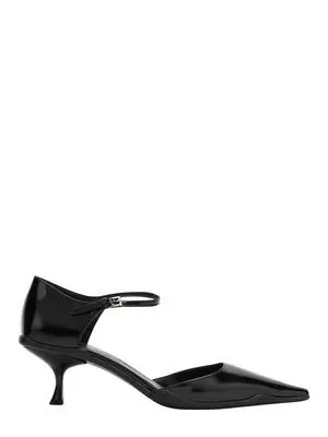 Prada Brushed Leather Side-open Pumps - Black