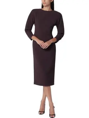 Andamane Midi Dress With Rounded Shoulders - Red
