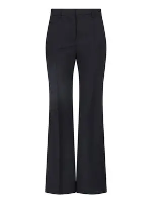 Sportmax Flared Virgin Wool Trousers - Black