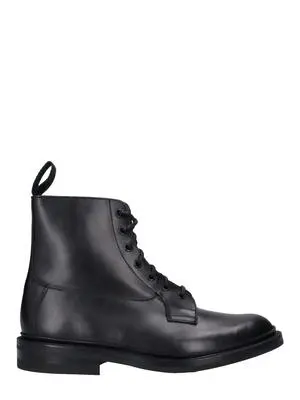 TRICKER'S Tricker's Black Leather Lace-Up Ankle Boots Black