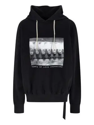 Rick Owens Printed Hoodie - Black