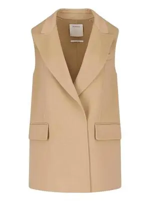 Sportmax Virgin Wool Gilet With Belt - Beige