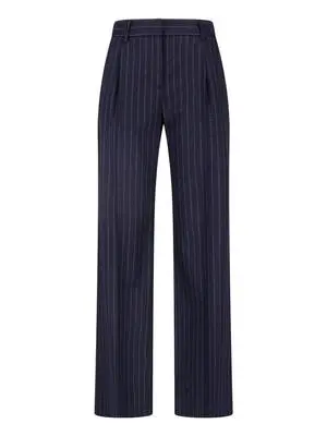 LARDINI Wool And Cashmere Pinstripe Trousers - Blue