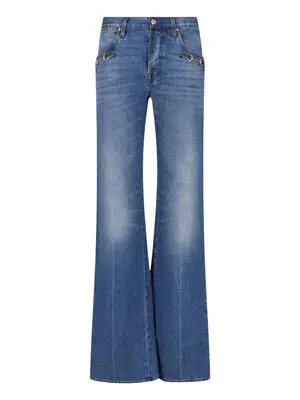 Gucci Bootcut Jeans "morsetto" With Metal Detail - Blue