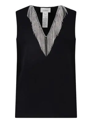 Sportmax Embellished V-neck Sleeveless Top - Black