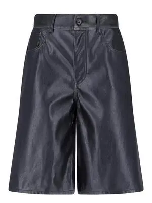 MAISON MARGIELA Faux Leather Belted Shorts - Black
