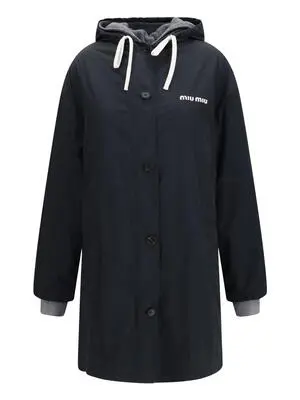 Miu Miu Panama And Fleece Single-breasted Peacoat - Black