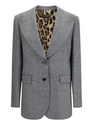 Dolce & Gabbana Prince Of Wales Single Breasted Blazer - Grey