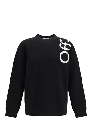 Off-White Vertical Bookish Logo Knit Crewneck - Black