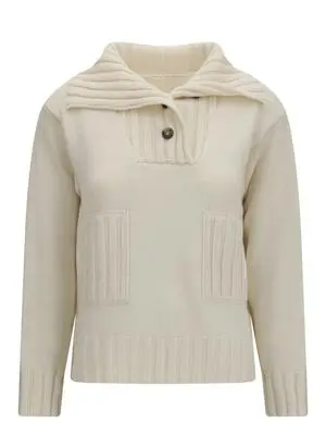 ELLA Ribbed Neck Sweater - White