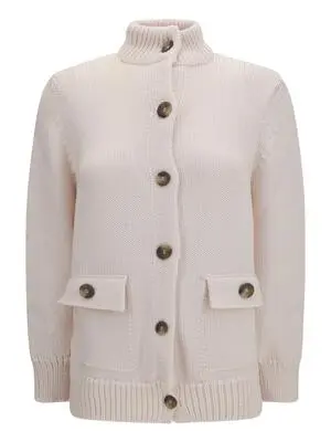 ELLA High Neck Cardigan Feale - White