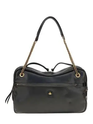 VIVIENNE WESTWOOD Large Dolce Textured Leather Shoulder Bag - Black