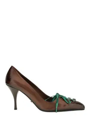 Prada Prada Leather Lace-Up Pumps Brown