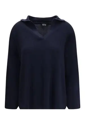 ELLA Wool Polo Collar Sweater - Blue