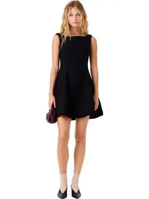 Maje Short Fringed Tweed Dress - Black