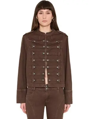 Amanda Uprichard Emma Jacket In Brown Denim - Cocoa