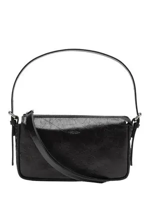 Fendi Zip Top Small Bag In Crackled Leather - Black