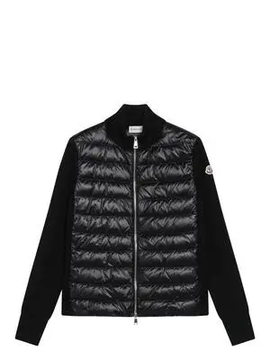 Moncler Padded Zip-up Cardigan With Logo Patch - Black
