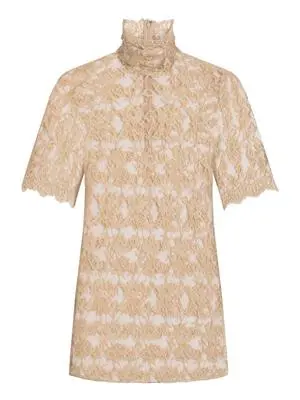 Dolce & Gabbana Floral Chantilly Lace Top - Beige