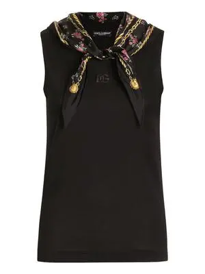Dolce & Gabbana Jersey T-shirt With Scarf - Black