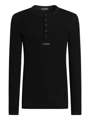 Dolce & Gabbana Serafino Jersey T-shirt With Logo - Black