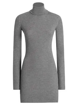 Dolce & Gabbana Wool Ribbed Turtleneck Long Dress - Grey
