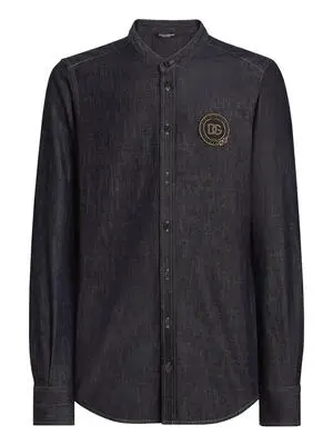 Dolce & Gabbana Denim Martini Shirt With Patch - Multicolor