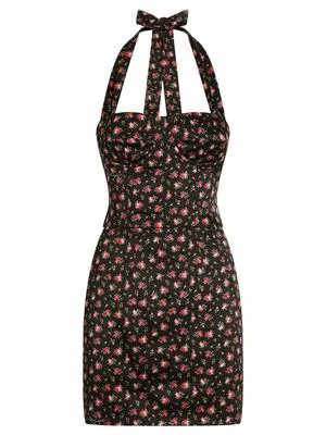 Dolce & Gabbana Rose-print Satin Mini Dress - Multicolor