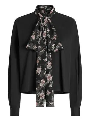 Dolce & Gabbana Poplin Shirt With Chiffon Scarf - Black