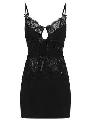 DOLCE & GABBANA Dolce & Gabbana Lace-Accented Silk Georgette Dress