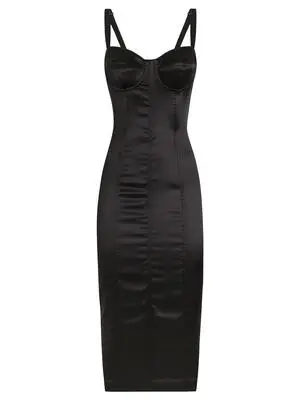 Dolce & Gabbana Stretch Satin Dress With Sweetheart Neckline - Black