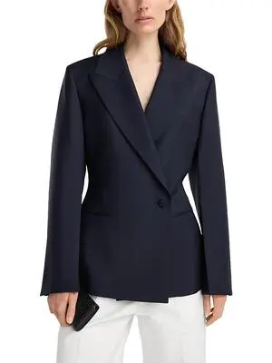 RÓHE Hourglass Shaped Wool Blend Blazer - Navy