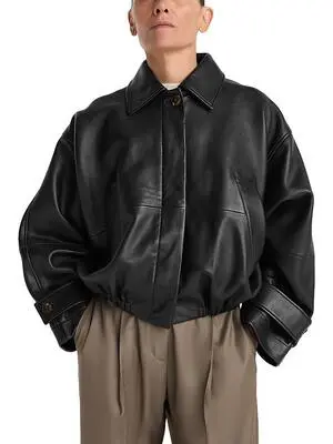 RÓHE Leather Blouson Jacket - Black