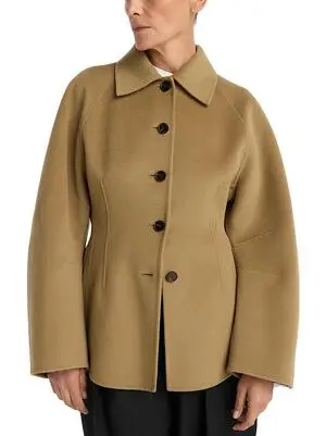 RÓHE Double Faced Sculptural Wool Blend Jacket - Camel